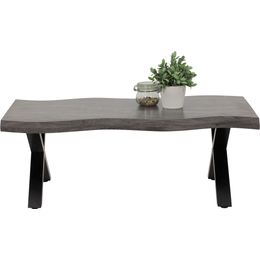 Couchtisch Hela "GERD", grau (grau, schwarz, schwarz, grau), Grau/Schwarz, Tische, Baumkantenoptik, Breite 110 cm