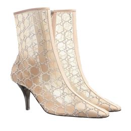 Gucci Stiefel & Boots - GG Mid-Heel Boot - Gr. 35,5 (EU) - in Creme - f&uuml;r Damen
