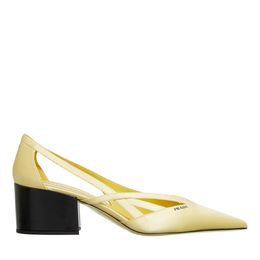 Prada Hohe Schuhe - Satin Pumps With Cut Out - Gr. 38 (EU) - in Gelb - f&uuml;r Damen