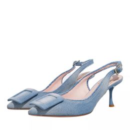 Roger Vivier Pumps & High Heels - Fringed Covered Buckle Slingsback Pumps - Gr. 41 (EU) - in Blau - f&uuml;r Damen
