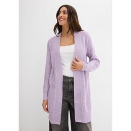 bonprix Longstrickjacke, lila, mit Baumwolle