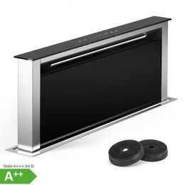 Klarstein Royal Flush Eco 75 Dunstabzugshaube 75 cm 650 m&sup3;/h EEK A++ inkl. Aktivkohlefiltern Edelstahl Schwarz