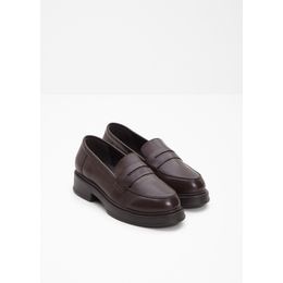 bonprix Loafer aus Leder, braun, Gr.42, Zeitloser Loafer aus Glattleder, aus Glattleder