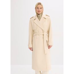 bonprix Trenchcoat in Wolloptik, beige, Gr.38, Mantel mit Bindeband und einer Passe vorne