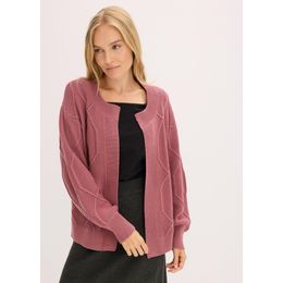 bonprix Strickjacke mit Zopfmuster, lila, mit Baumwolle