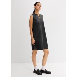 bonprix Lederimitat-Kleid, schwarz, Gr.44, &Auml;rmelloses Lederimitat-Kleid mit farblich passenden Steppn&auml;hten, aufgesetzten Taschen vorne sowie einer Rei&szlig;verschluss&ouml;ffnung hintenLederimitat
