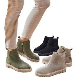 airsoft modern+ Damen Stiefelette mit seitlichem Rei&szlig;verschluss, oliv, Gr&ouml;&szlig;e 40