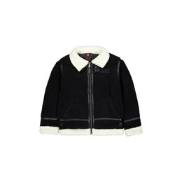 Bomberjacke Alpha Industries "B-3 Teddy", Herren, Gr. L, schwarz-weiß (schwarz, weiß), Obermaterial: 100% Polyester, Futter: 100% Polyester, Füllung: 100% Polyester, Jacken