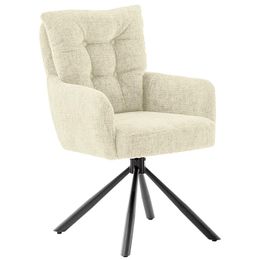 Armlehnstuhl MCA furniture "TULA Esszimmerstuhl (2er Set) - Stuhl", beige (creme, schwarz), B:61cm H:92cm T:67cm, Polyester, Stühle, 180 drehbar, Taschenfederkern,Metall,Strukturgewebe,belastbar 120 kg