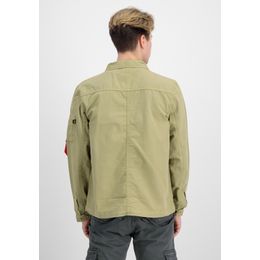 Hemdjacke Alpha Industries "Ripstop Cargo Overshirt", Herren, Gr. L, grün (light olive), Obermaterial: 100% Baumwolle, Jacken
