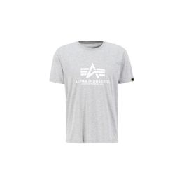 T-Shirt Alpha Industries "Basic T-Shirt BL", Herren, Gr. S, grau (grauheather, wei&szlig;), Obermaterial: 100% Baumwolle, Shirts T-Shirt