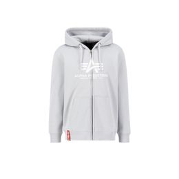 Hoodie Alpha Industries "Basic Zip Hoodie BL PP", Herren, Gr. L, grau (pastel grau), Obermaterial: 80% Baumwolle, 20% Polyester, regular fit, Sweatshirts Hoodie