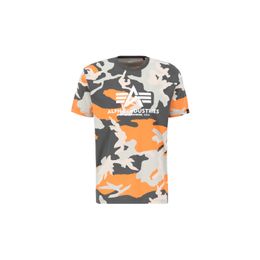T-Shirt Alpha Industries "Basic T-Shirt BL Camo PP", Damen, Gr. M, orange (orange grau camo), Obermaterial: 100% Baumwolle, Shirts T-Shirt