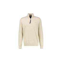 Troyer Lerros "Lerros Herren Stricktroyer in lebendiger Optik", Herren, Gr. XXL, beige (tender beige melange), 100% Baumwolle, ohne Ausschnitt, Pullover Troyer