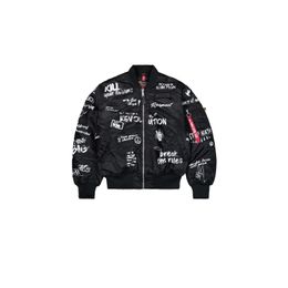 Bomberjacke Alpha Industries "MA-1 Peace", Herren, Gr. L, schwarz, Obermaterial: 100% Nylon; Futter: 100% Nylon; F&uuml;llung: 100% Polyester, Jacken Bomberjacke