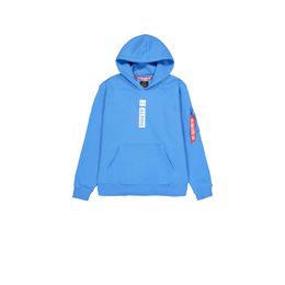 Hoodie Alpha Industries "Alpha Puff Print Hoodie", Herren, Gr. L, mediteranian blau, Obermaterial: 80% Baumwolle, 20% Polyester, regular fit, Sweatshirts Hoodie