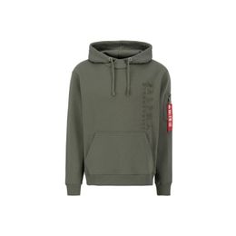 Hoodie Alpha Industries "Embroidery Hoodie", Herren, Gr. L, grün (schwarz olive), Obermaterial: 80% Baumwolle, 20% Polyester, regular fit, Sweatshirts Hoodie