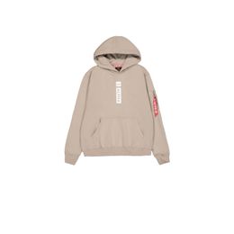 Hoodie Alpha Industries "Alpha Puff Print Hoodie", Herren, Gr. L, beige (vintage sand), Obermaterial: 80% Baumwolle, 20% Polyester, regular fit, Sweatshirts Hoodie