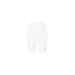 Sweatshorts Alpha Industries "Basic Bike Shorts SL FP Wmn", Damen, Gr. L, Normalgrößen, weiß (weiß, gelb gold), Obermaterial: 95% Baumwolle, 5% Elastan, Hosen Sweatshorts