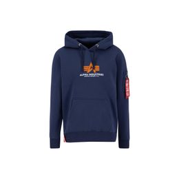 Hoodie Alpha Industries "Basic Hoodie BL Rubber", Herren, Gr. M, blau (ultra navy), Obermaterial: 80% Baumwolle, 20% Polyester, regular fit, Sweatshirts