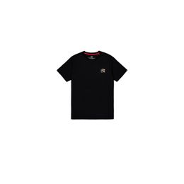 T-Shirt Alpha Industries "Camo Logo Puff Print Backprint T-Shirt", Herren, Gr. S, schwarz, Obermaterial: 100% Baumwolle, Shirts T-Shirt
