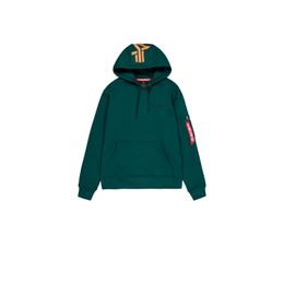 Hoodie Alpha Industries "Backprint Hoodie ", Herren, Gr. S, gr&uuml;n (force gr&uuml;n), Obermaterial: 80% Baumwolle, 20% Polyester, regular fit, Sweatshirts Hoodie