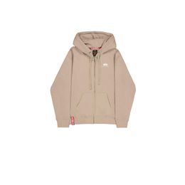 Hoodie Alpha Industries "Basic Zip Hoodie SL", Herren, Gr. S, beige (vintage sand), Obermaterial: 80% Baumwolle, 20% Polyester, regular fit, Sweatshirts Hoodie