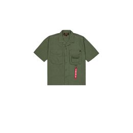 Print-Shirt Alpha Industries "Aloha Safari Shirt", Damen, Gr. S, gr&uuml;n (schwarz olive), Obermaterial: 80% Baumwolle, 20% Viskose, Shirts
