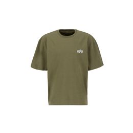 T-Shirt Alpha Industries "Signature Backprint T-Shirt", Herren, Gr. M, grün (sage, grün), Obermaterial: 100% Baumwolle, Shirts