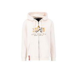 Hoodie Alpha Industries "Basic Zip Hoodie PP Camo", Herren, Gr. M, wei&szlig; (jet stream wei&szlig;), Obermaterial: 80% Baumwolle, 20% Polyester, regular fit, Sweatshirts Hoodie