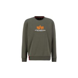 Sweater Alpha Industries "Basic Sweatshirt Rubber ML", Herren, Gr. L, grün (schwarz olive), Obermaterial: 80% Baumwolle, 20% Polyester, regular fit, Sweatshirts