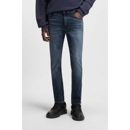 Slim-fit-Jeans HUGO BLUE "Zane", Herren, Gr. 34, L&auml;nge 32, blau (dunkelblau406), Denim/Jeans, Obermaterial: 99% Baumwolle, 1% Elasthan, unifarben, slim fit lang, Jeans Slim-fit-Jeans, extra slim fit