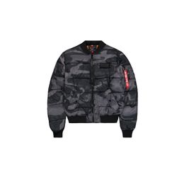 Bomberjacke Alpha Industries "MA-1 Puffer Bomber Camo", Herren, Gr. L, schwarz (schwarz camo), Obermaterial: 100% Polyester, Futter: 100% Polyester, Füllung: 100% Polyester, Jacken