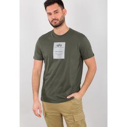 T-Shirt Alpha Industries "Reflective Label T-Shirt", Damen, Gr. S, gr&uuml;n (schwarz olive), Obermaterial: 100% Baumwolle, Shirts T-Shirt