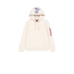 Hoodie Alpha Industries "Backprint Hoodie ", Herren, Gr. XXL, wei&szlig; (vintage wei&szlig;), Obermaterial: 80% Baumwolle, 20% Polyester, regular fit, Sweatshirts Hoodie