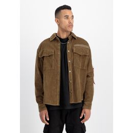 Hemdjacke Alpha Industries "Cord Overshirt", Herren, Gr. L, beige (sand), Obermaterial: 100% Baumwolle, Jacken