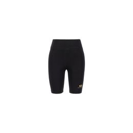 Sweatshorts Alpha Industries "Basic Bike Shorts SL FP Wmn", Damen, Gr. M, Normalgrößen, gelb (schwarz, gelb gold), Obermaterial: 95% Baumwolle, 5% Elastan, Hosen Sweatshorts