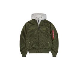 Bomberjacke Alpha Industries "MA-1 D-Tec", Herren, Gr. L, grün (dunkelgrün), Obermaterial: 100% Nylon, Futter: 100% Nylon, Kapuze: 75% Baumwolle, 25% Polyester, Füllung: 100% Polyester, Jacken