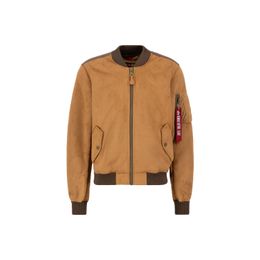 Bomberjacke Alpha Industries "MA-1 Faux Suede", Herren, Gr. L, braun (camel), Obermaterial: 100% Polyester, Jacken Bomberjacke