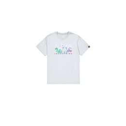 T-Shirt Alpha Industries "Nebula T-Shirt", Herren, Gr. M, grau (pastel grau), Obermaterial: 100% Baumwolle, Shirts T-Shirt