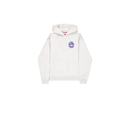 Hoodie Alpha Industries "Logo Hoodie Backprint W", Damen, Gr. L, grau (pastel grau melange), Obermaterial: 80% Baumwolle, 20% Polyester, loose fit, Sweatshirts