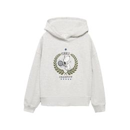 Mango Kids Sweatshirt 'Sychamp' M&auml;dchen Gr&ouml;&szlig;e 164 grau / gr&uuml;n / schwarz / wei&szlig;