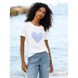 Heine Witt Damen T-Shirt mit Herz-Motiv, ecru, Gr&ouml;&szlig;e 50