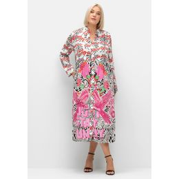 sheego loves miss goodlife sheego Gro&szlig;e Gr&ouml;&szlig;en Druckkleid im Mustermix, mit Manschetten&auml;rmeln, wei&szlig;-gemustert, Gr&ouml;&szlig;e 48 - Damen