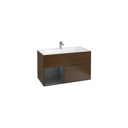Villeroy & Boch V&B Waschtischunterschrank Finion Reg li md bl. m Lacquer, Walnut veneer ; Villeroy & Boch (F030HGGN)