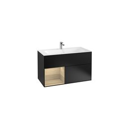 Villeroy & Boch V&B Waschtischunterschrank Finion Reg links Oak Veneer, Black matt lacquer ; Villeroy & Boch (F030PCPD)