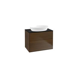 Villeroy & Boch V&B Waschtischunterschrank Wandbeleuchtung Finion 80x60,3cm, Abd.-Pl. bla m, Walnut veneer ; Villeroy & Boch (G99200GN)