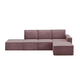 Ecksofa mit Pouf Orto rosa/pink Ma&szlig;e (cm): B: 329 H: 93 Sofas > Sofas nach Material > Stoffsofas &raquo; Sofa DE
