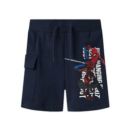 name it Shorts 'NMMMo Spider' Jungen Größe 116 blau / navy / rubinrot / weiß