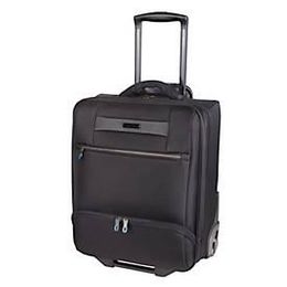Trolley Lightpak LANDO, 2 Hauptfächer, Laptopfach bis 15'', Handyfach, 6 Einsteckfächer, Reißverschlussfach, 2 Vortaschen, Teleskopgriff, Nylon, schwarz